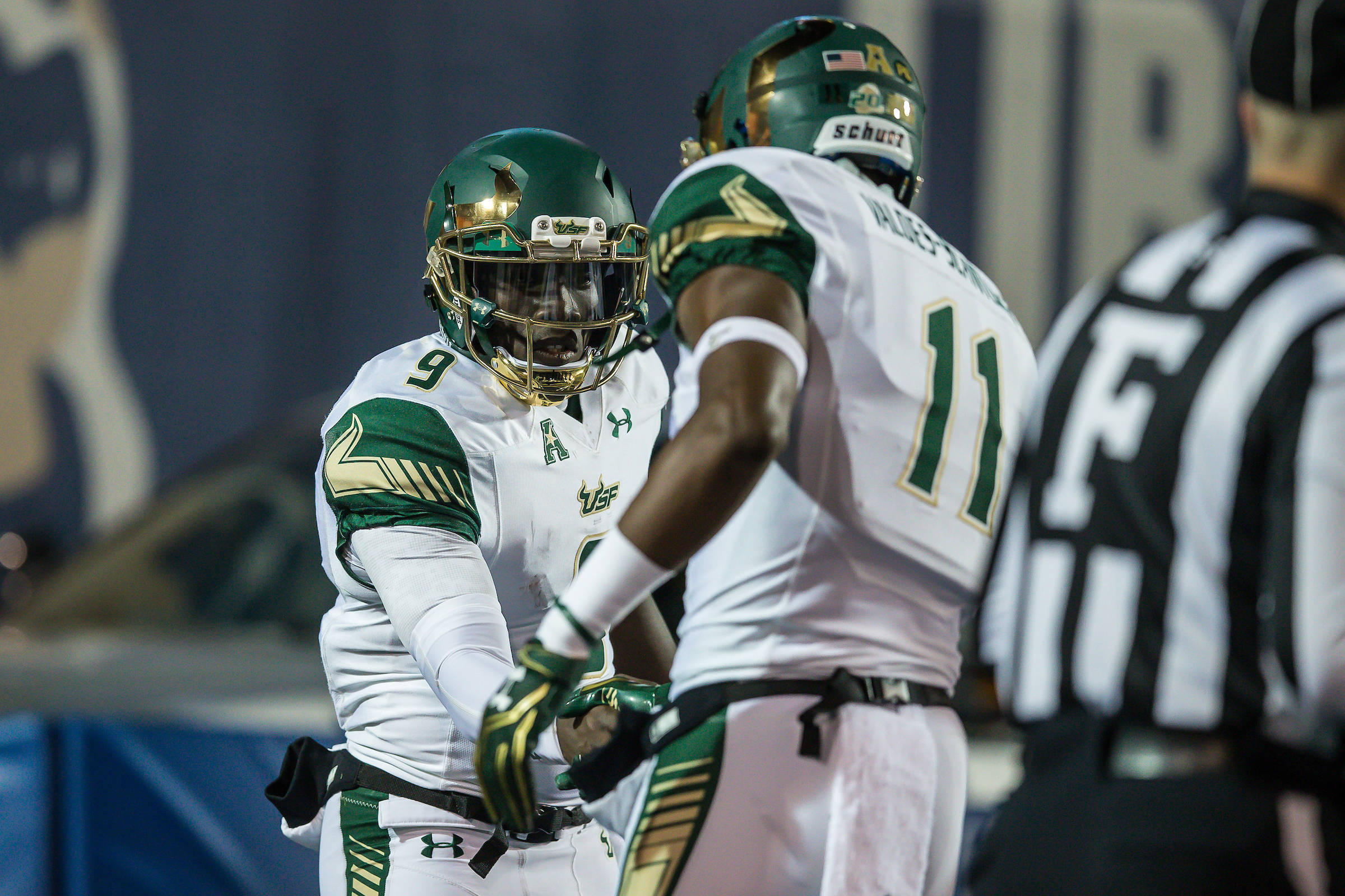 USF QB Quinton Flowers TD Handshake Celebration Marquez Valdes ...