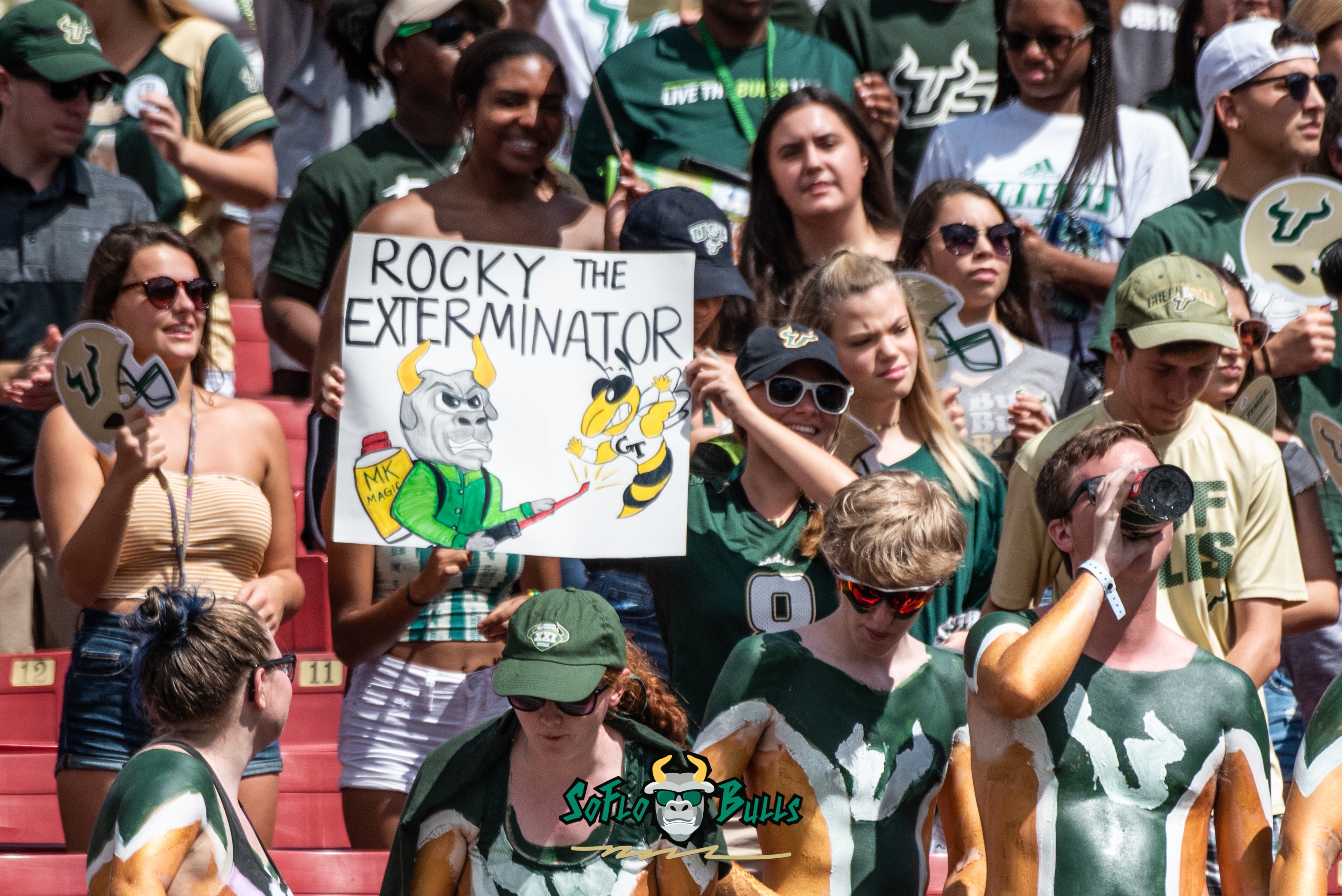 3 – Georgia Tech vs. USF 2018 – USF Fans with Rocky the Exterminator ...