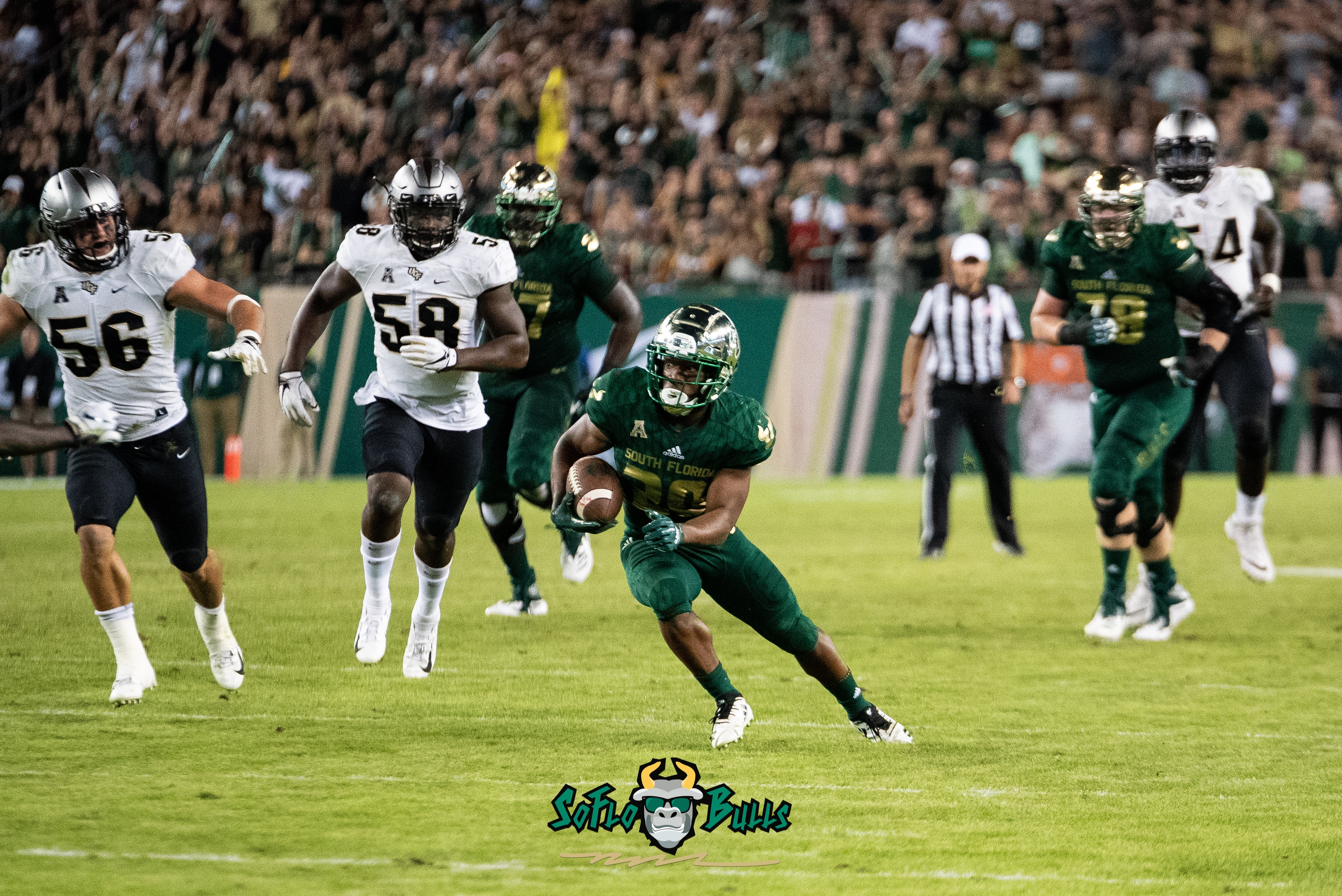 74 – UCF vs. USF 2018 – USF RB Johnny Ford 34 Yard TD by Dennis Akers ...